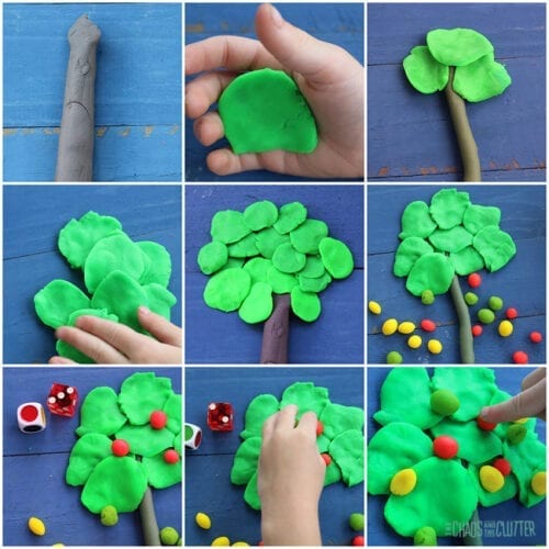 Apple Tree Colour and Counting Playdough Game