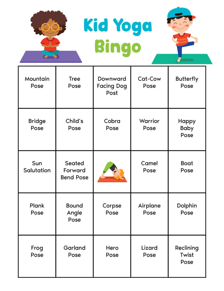 Yoga Bingo for Kids Free Printable